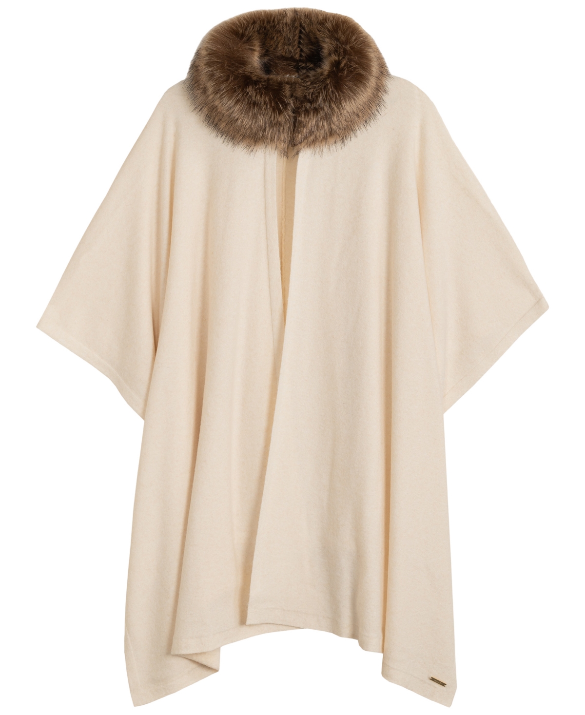 Click here for Lauren Ralph Lauren Fur Collar Knit Ruana Wrap - C... prices