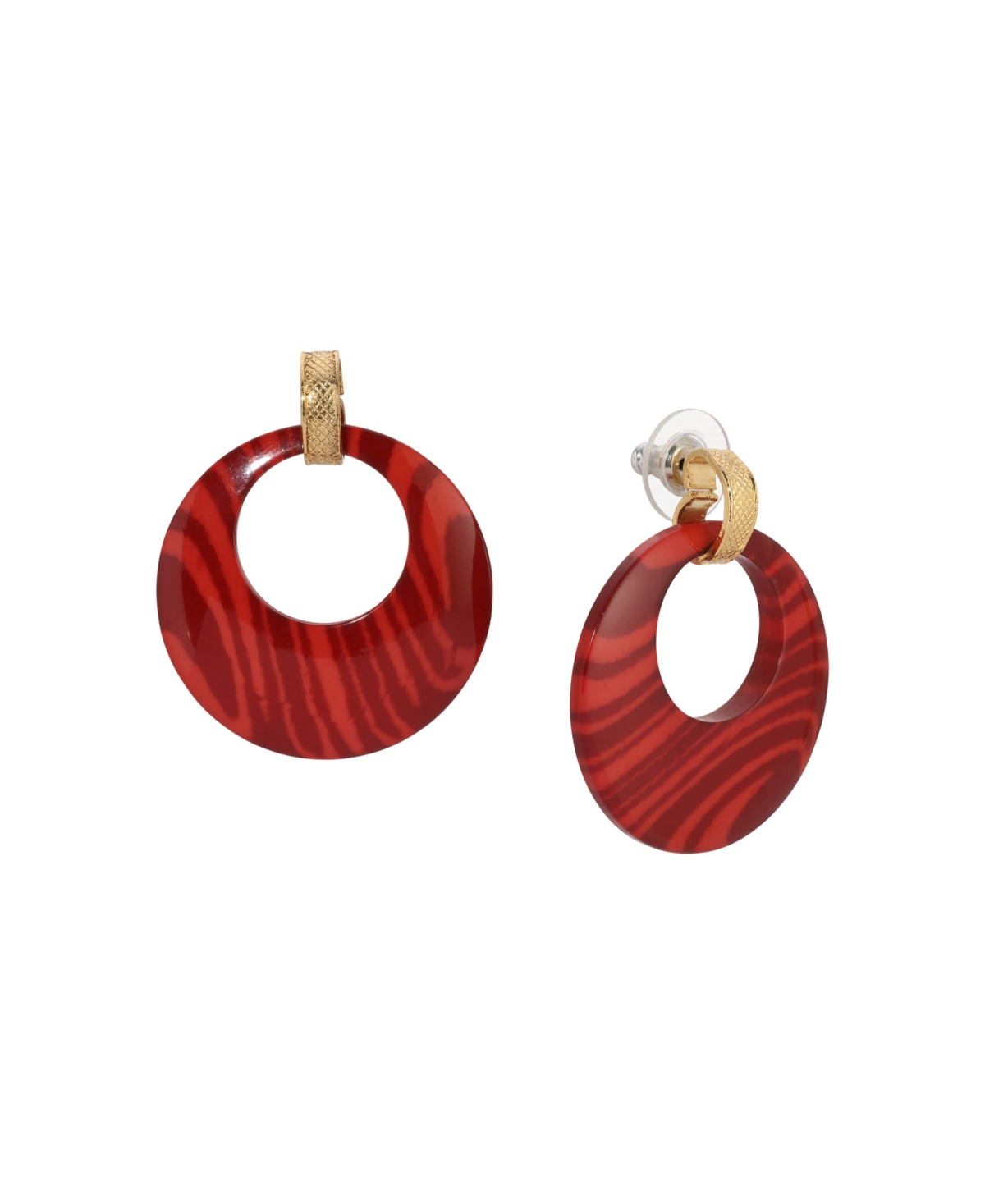 Click here for 2028 Gold Tone Burgundy Hoop Earrings - Red prices