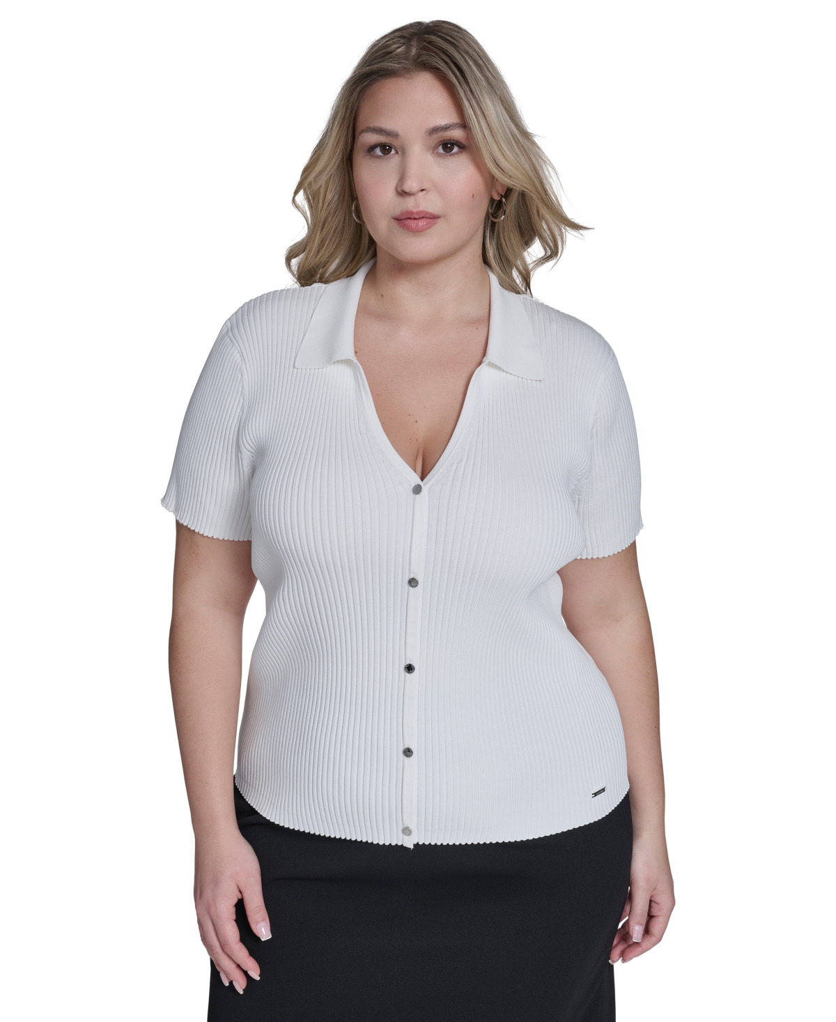 Click here for Calvin Klein Plus Size Long-Sleeve Button-Down Top... prices