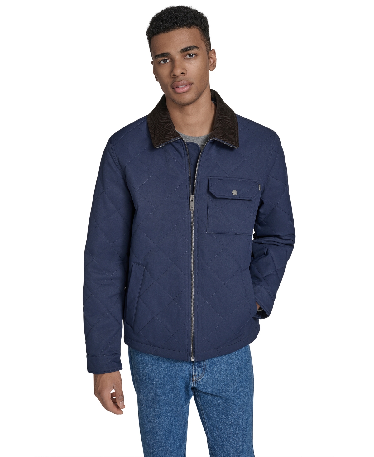 Click here for Dockers Mens Diamond Quilted Jacket - Navy prices