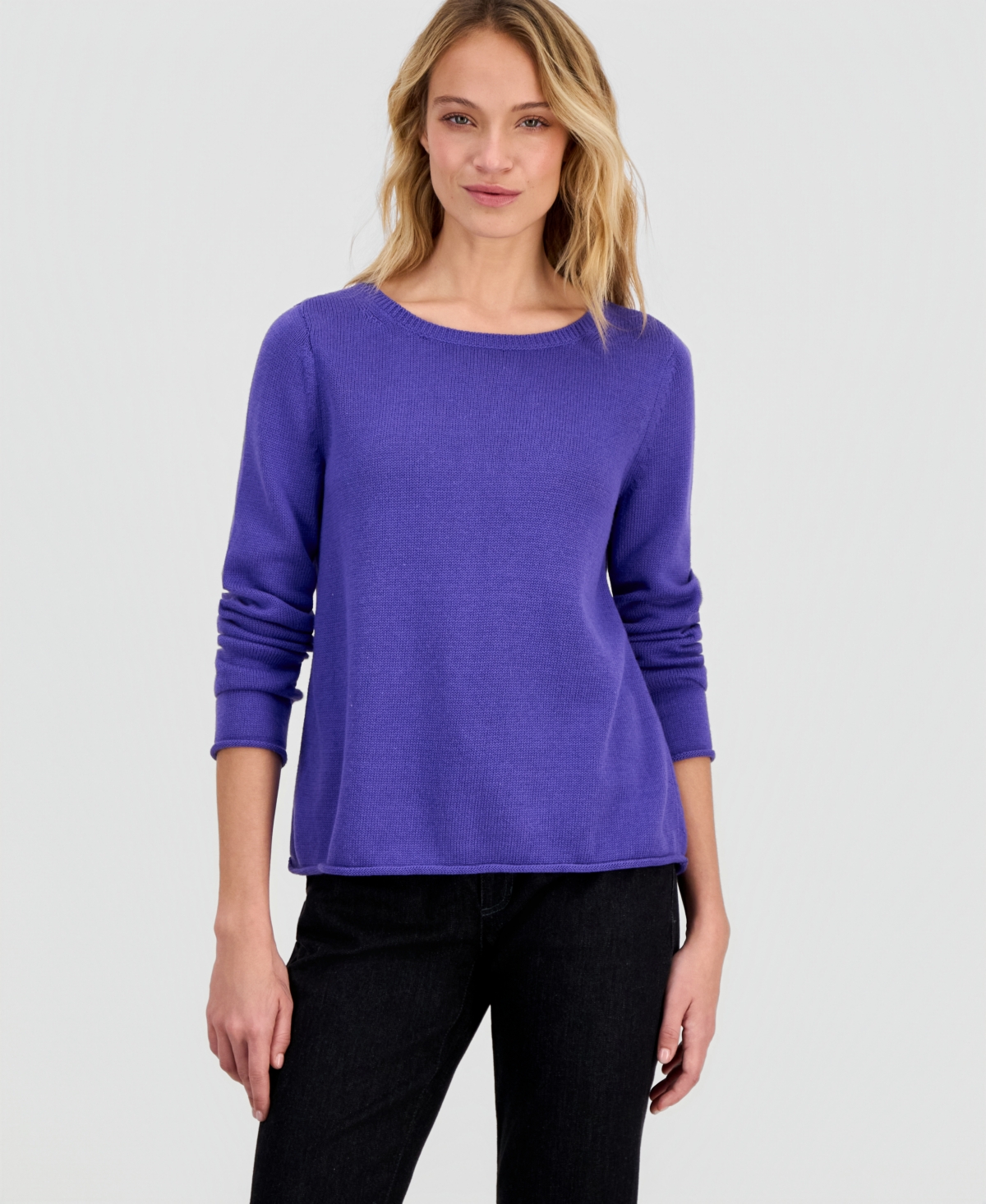 Eileen Fisher Womens Solid-Color Boat-Neck Sweater - Ultrv