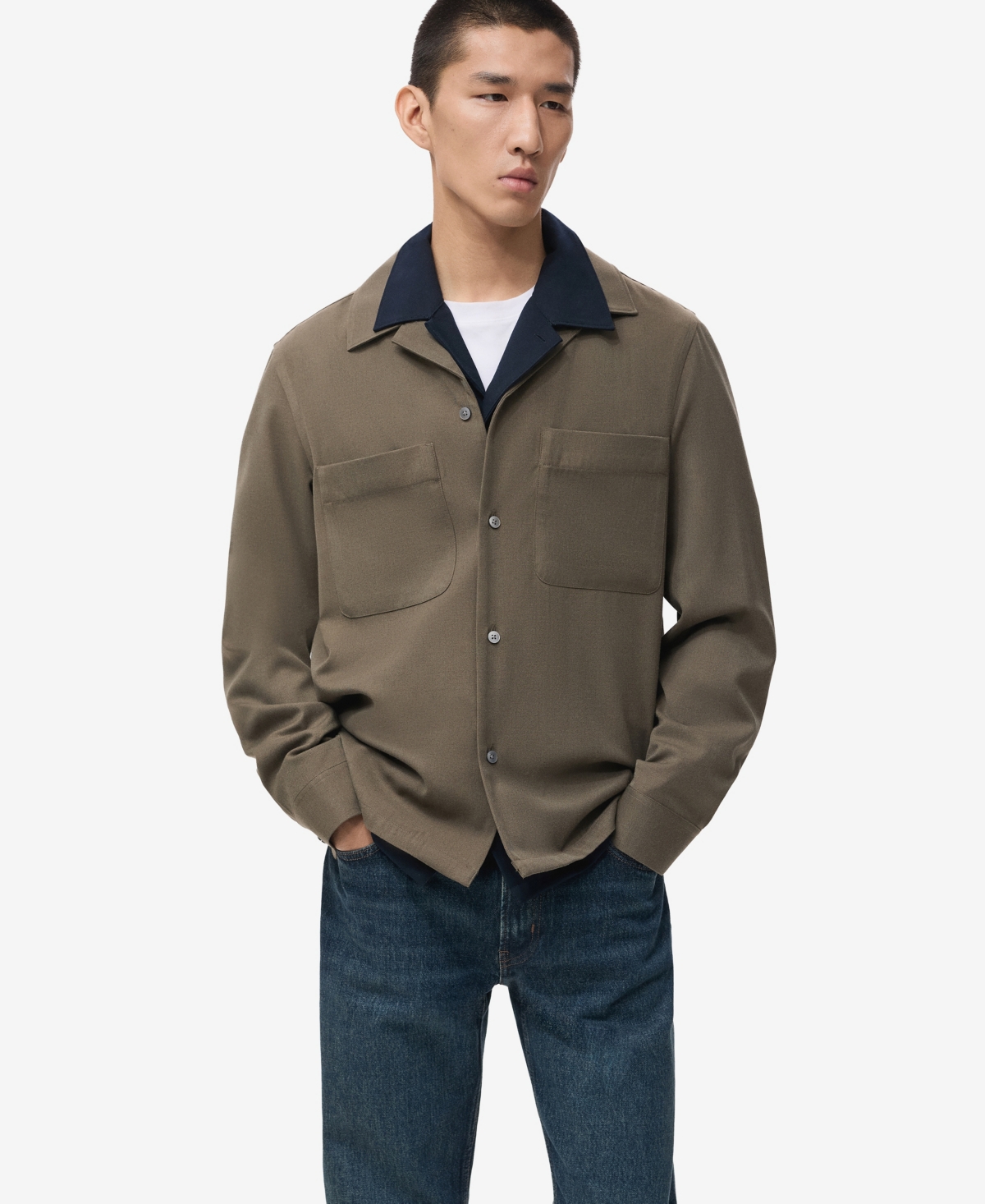 Click here for Mango Mens Regular-Fit Pocket Overshirt - Khaki prices