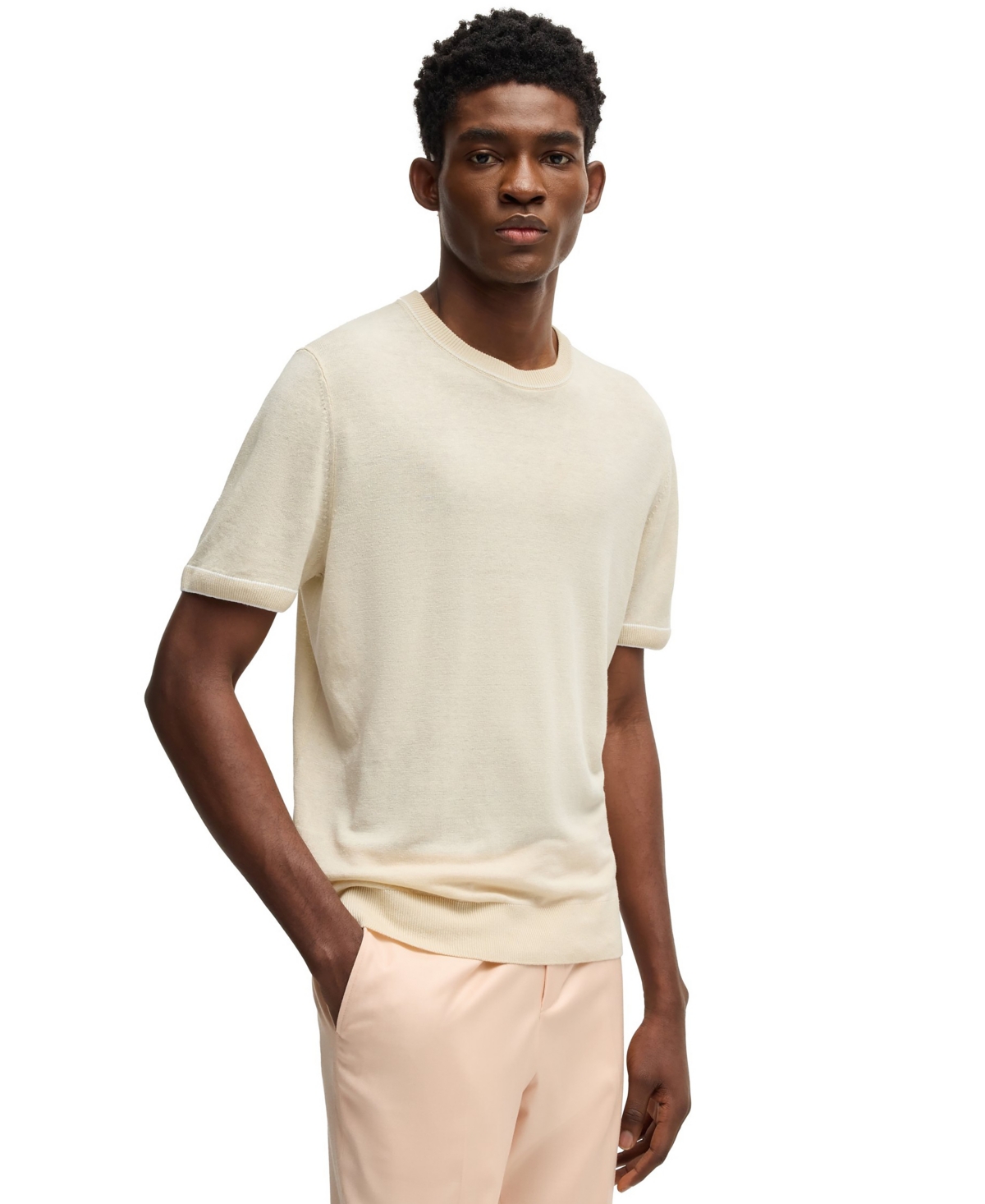 Click here for Boss by Hugo Boss Mens Linen-Blend Knit Sweatshirt... prices