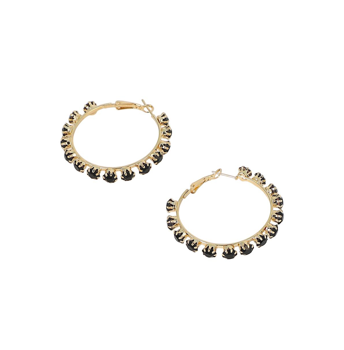 Click here for Womens The All-Over-Stud Hoop Earrings - Onyx Blac... prices