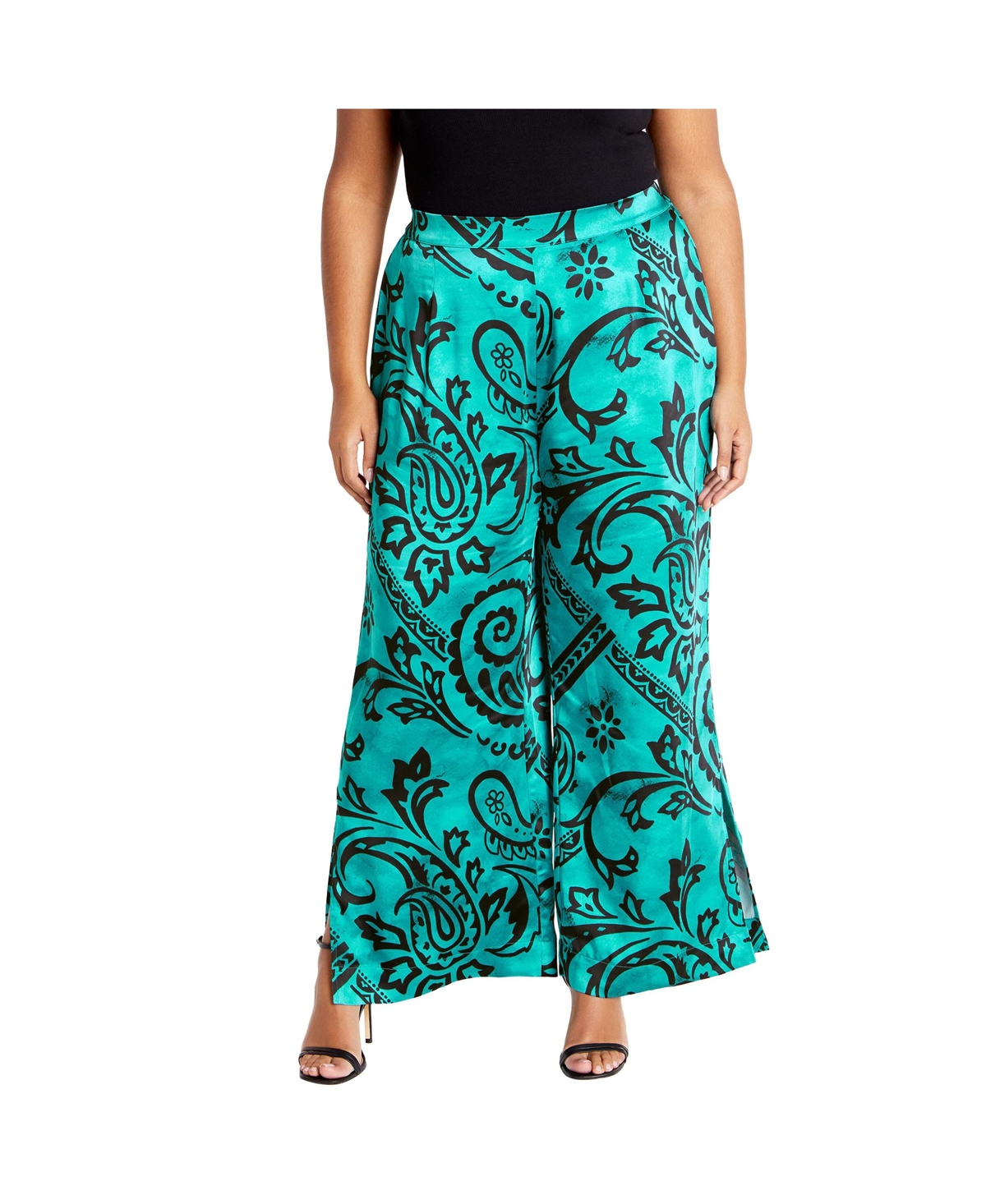 Click here for City Chic Plus Size Sienna Print Pant - Peacock pa... prices