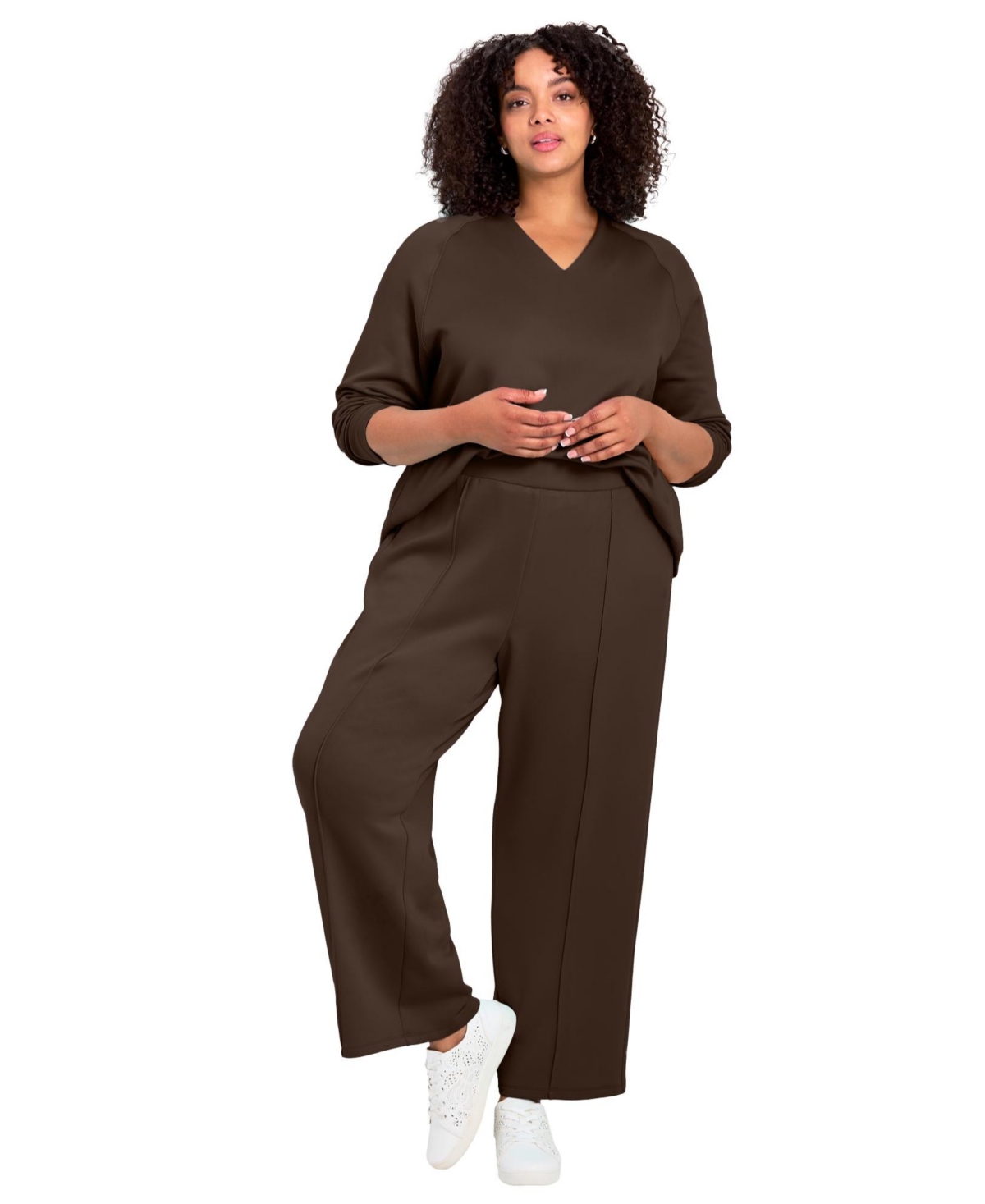 Click here for Avenue Womens Seamed Wide Leg Pant - Chocolate prices