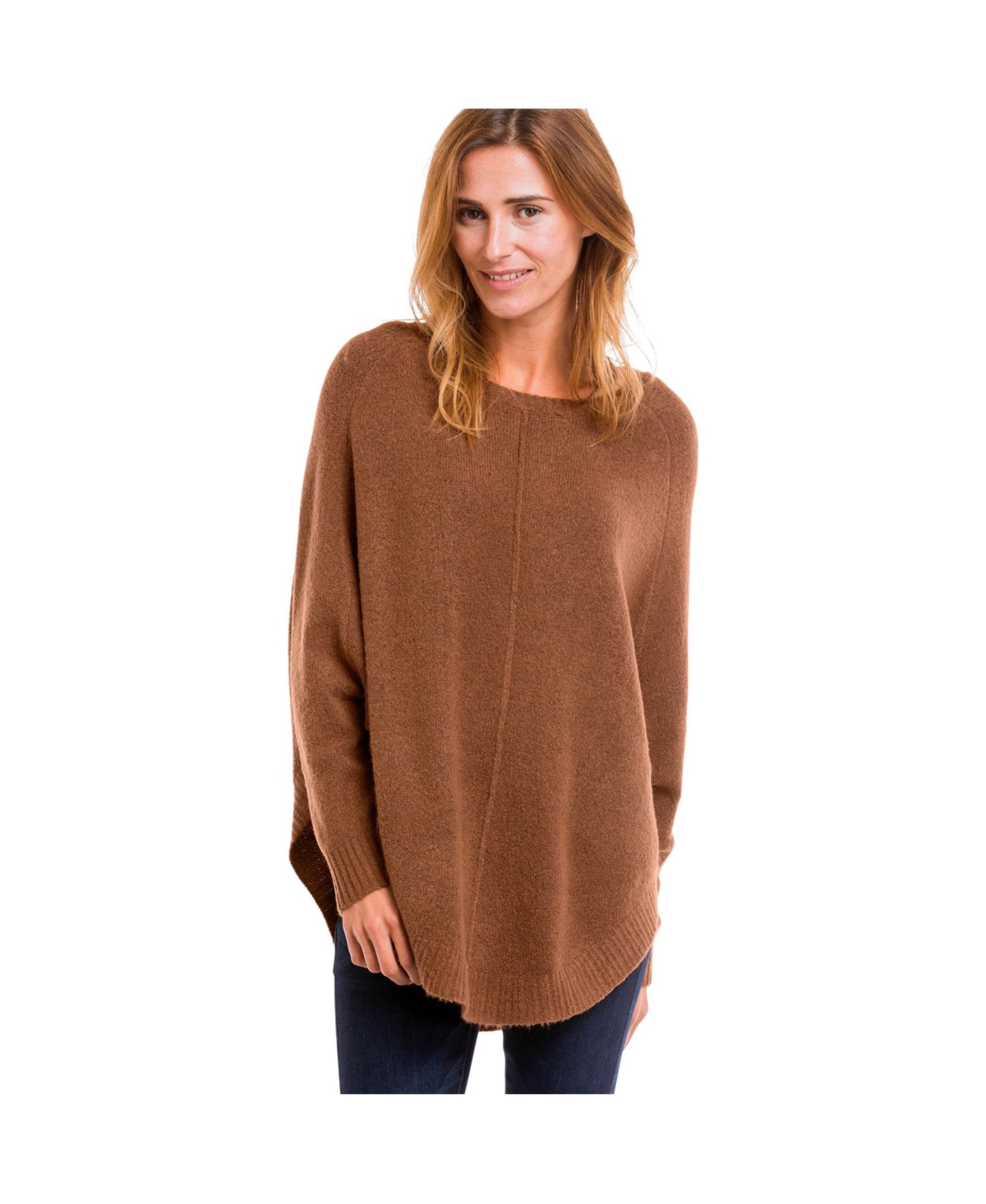 Click here for ellos Womens Poncho Sweater - Chestnut brown prices