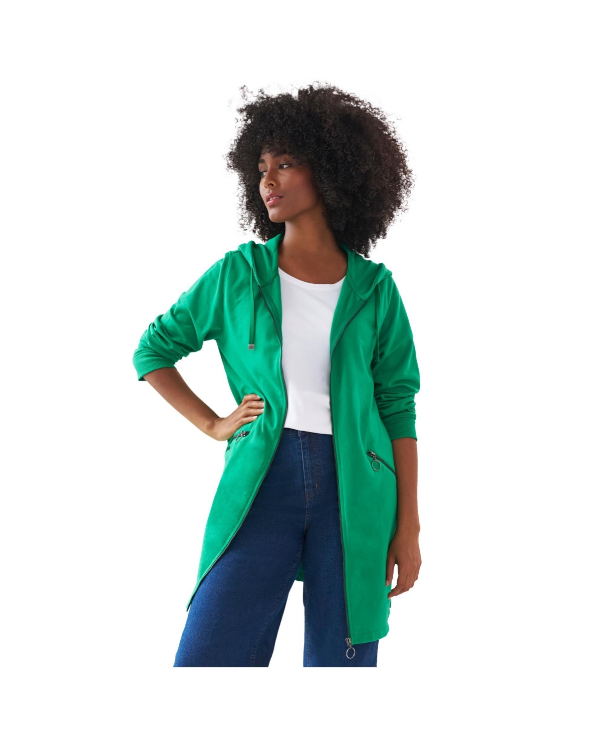 Click here for ellos Womens French Terry Zip-Front Hoodie With Zi... prices