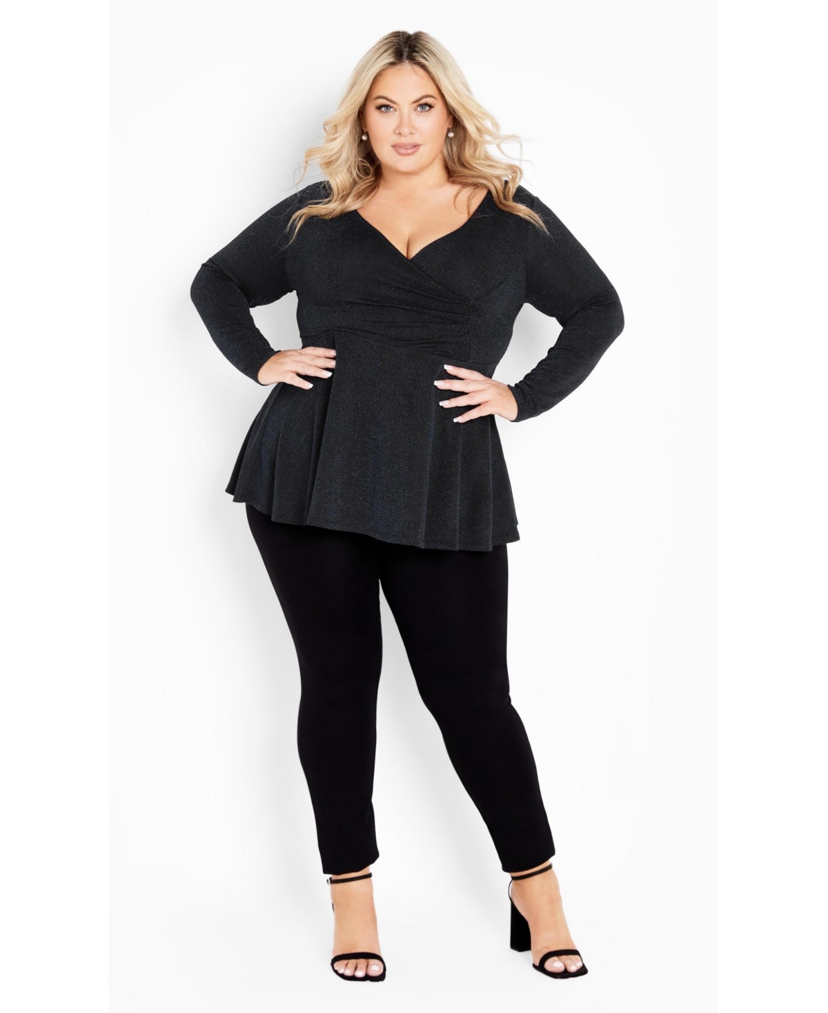 Click here for Avenue Womens Glam Peplum Top - Midnight prices