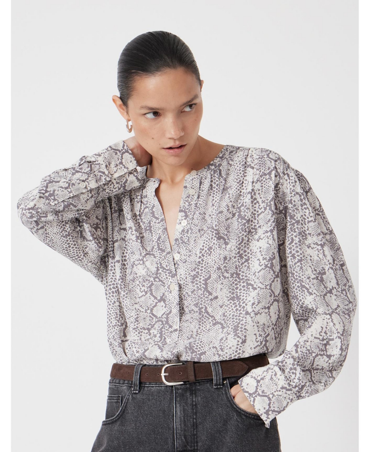 Click here for Hush Womens Fernanda Snake Printed Blouse - Natura... prices