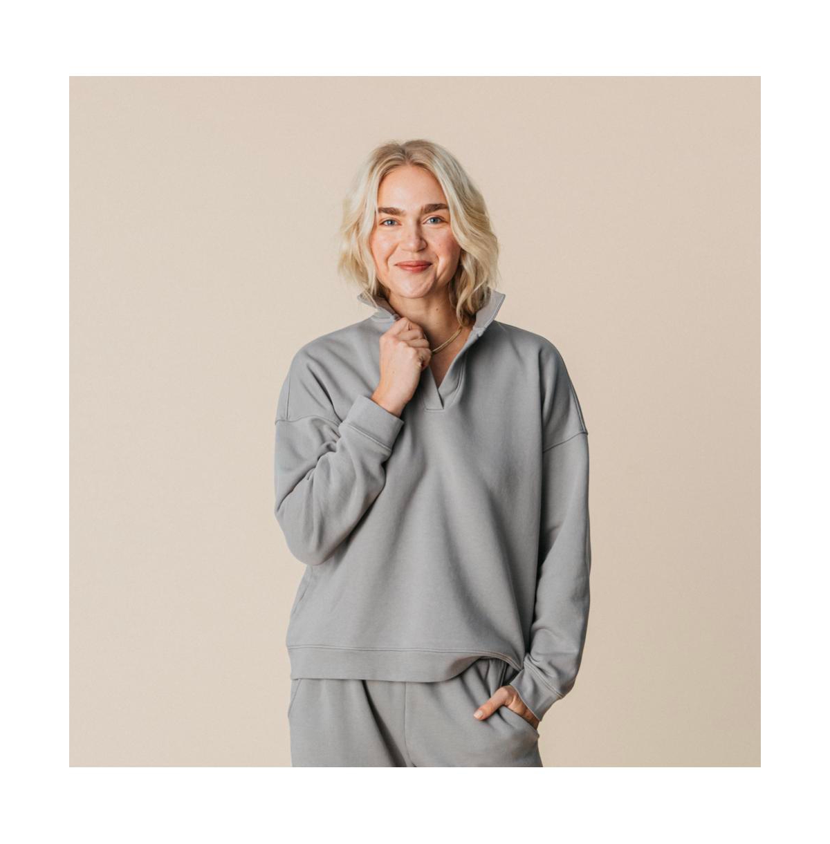 Click here for Ocio Womens Organic Cotton Teddy Polo Crew - Ash prices