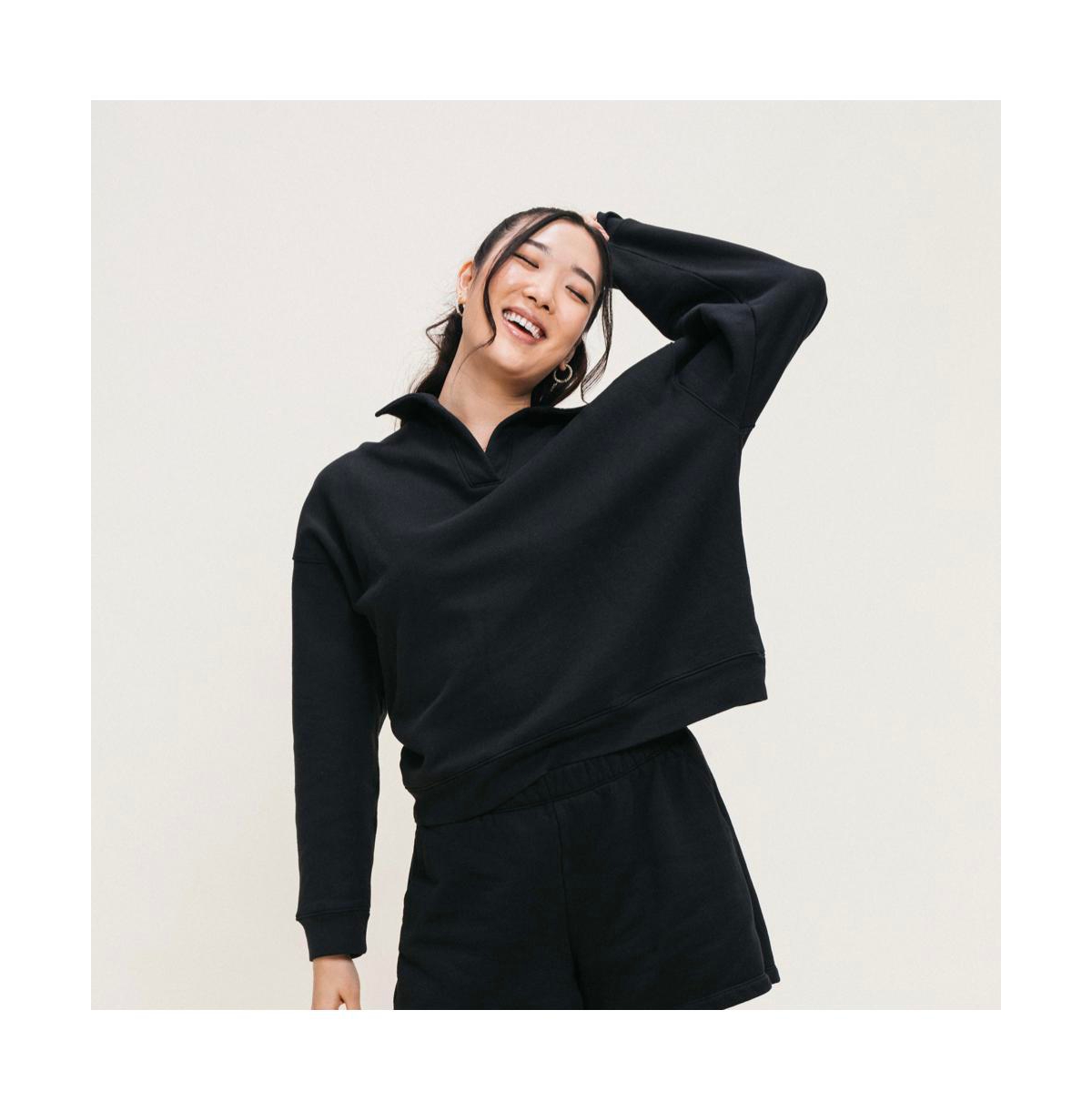 Click here for Ocio Womens Organic Cotton Teddy Polo Crew - Black prices