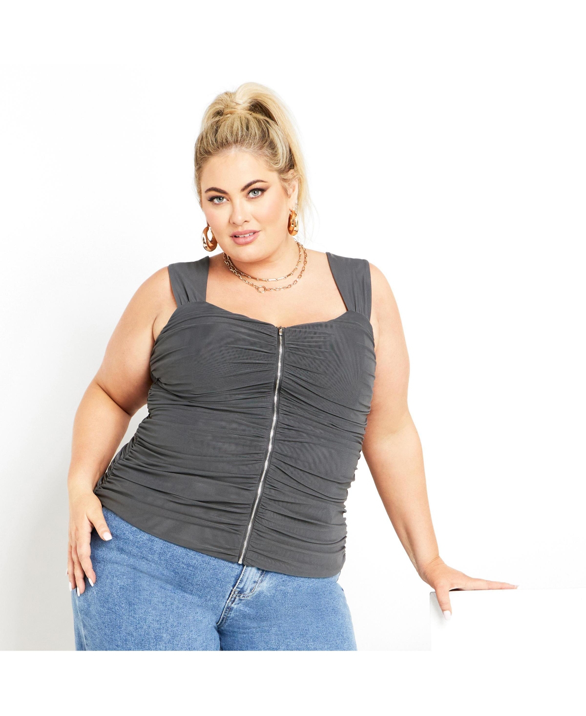 Click here for City Chic Womens Billie Top - Grey prices