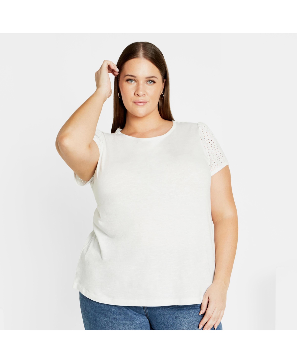 Click here for City Chic Plus Size Linny Top - White prices