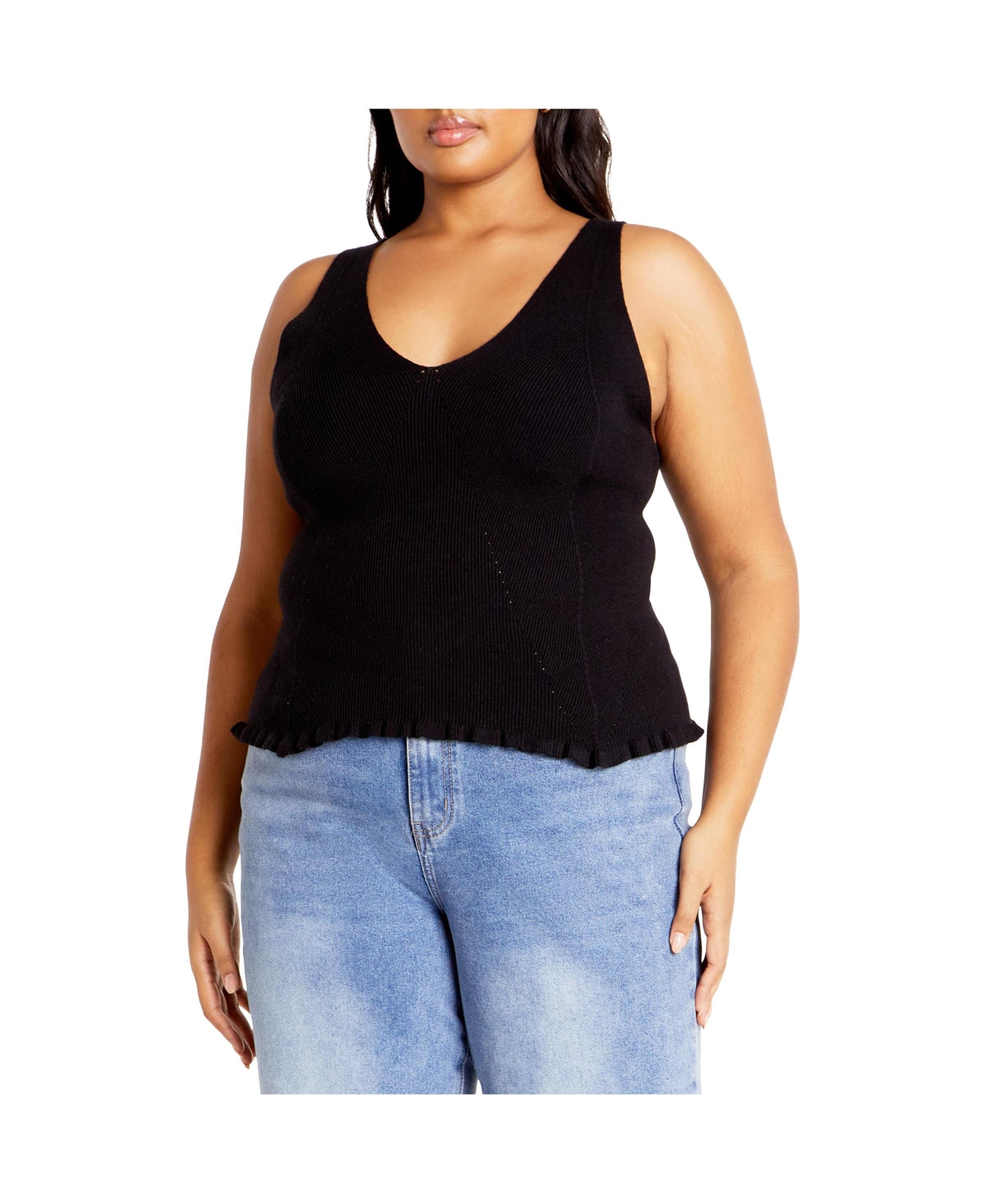 Click here for City Chic Womens Sammie V-neck Top - Black prices