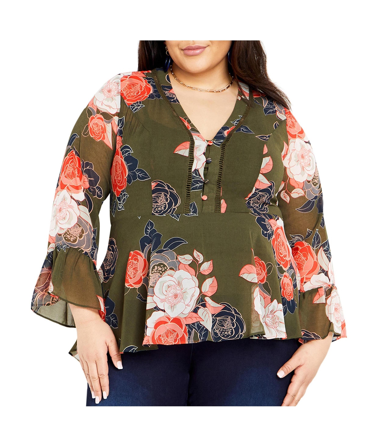Click here for City Chic Womens Mya Wrap Top - Military gardenia prices