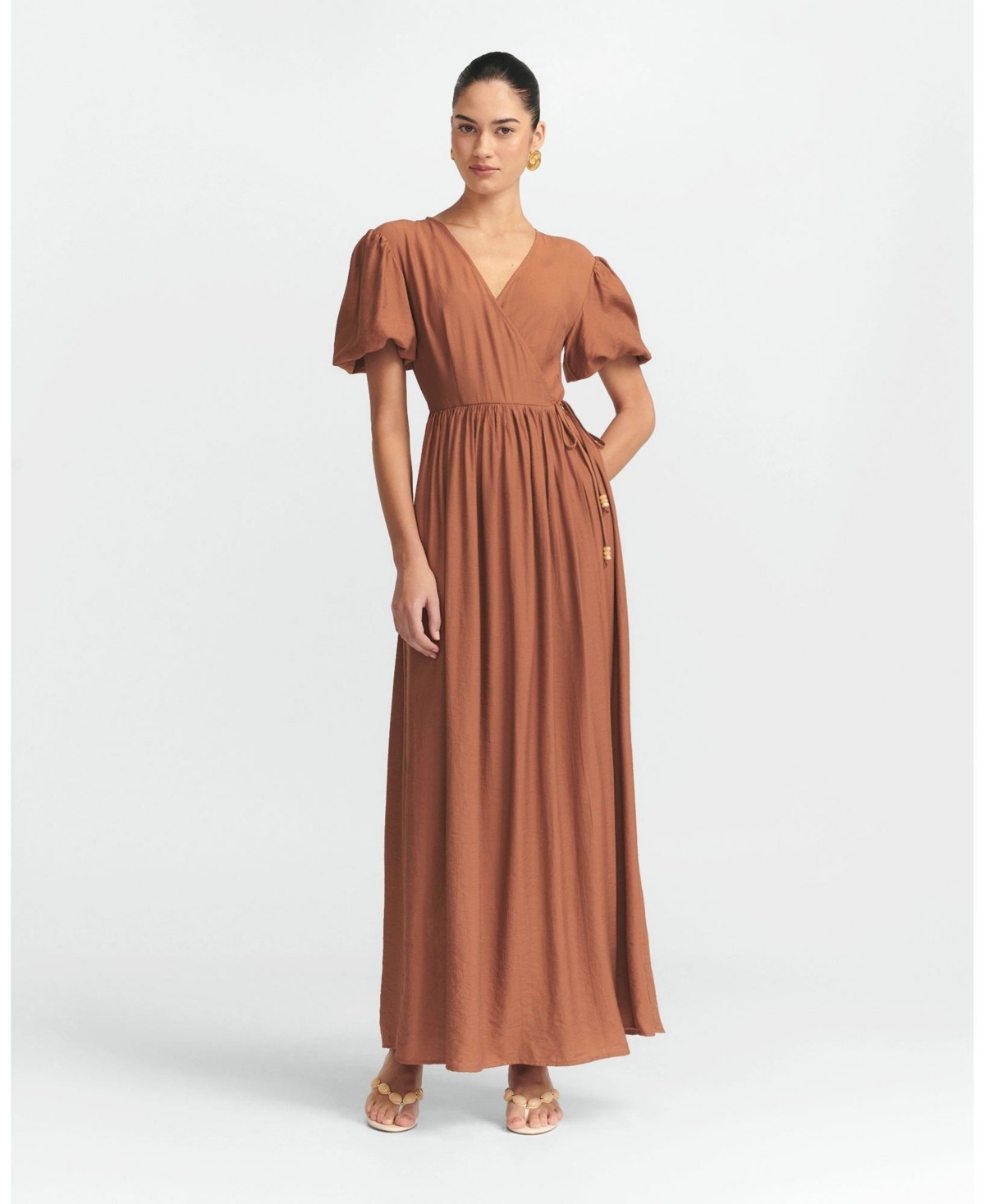 Click here for St Mrlo Womens Remi Wrap Dress - Rust brown prices