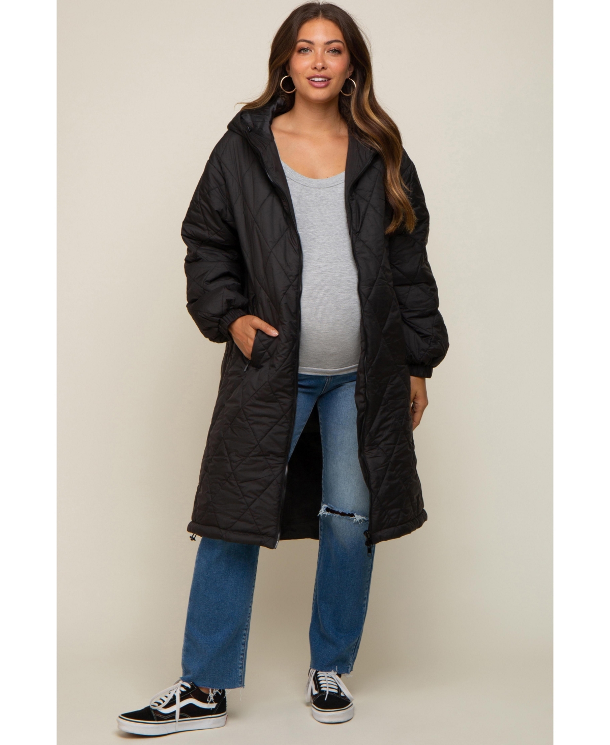 Click here for Pinkblush Maternity Quilted Long Puffer Jacket - B... prices