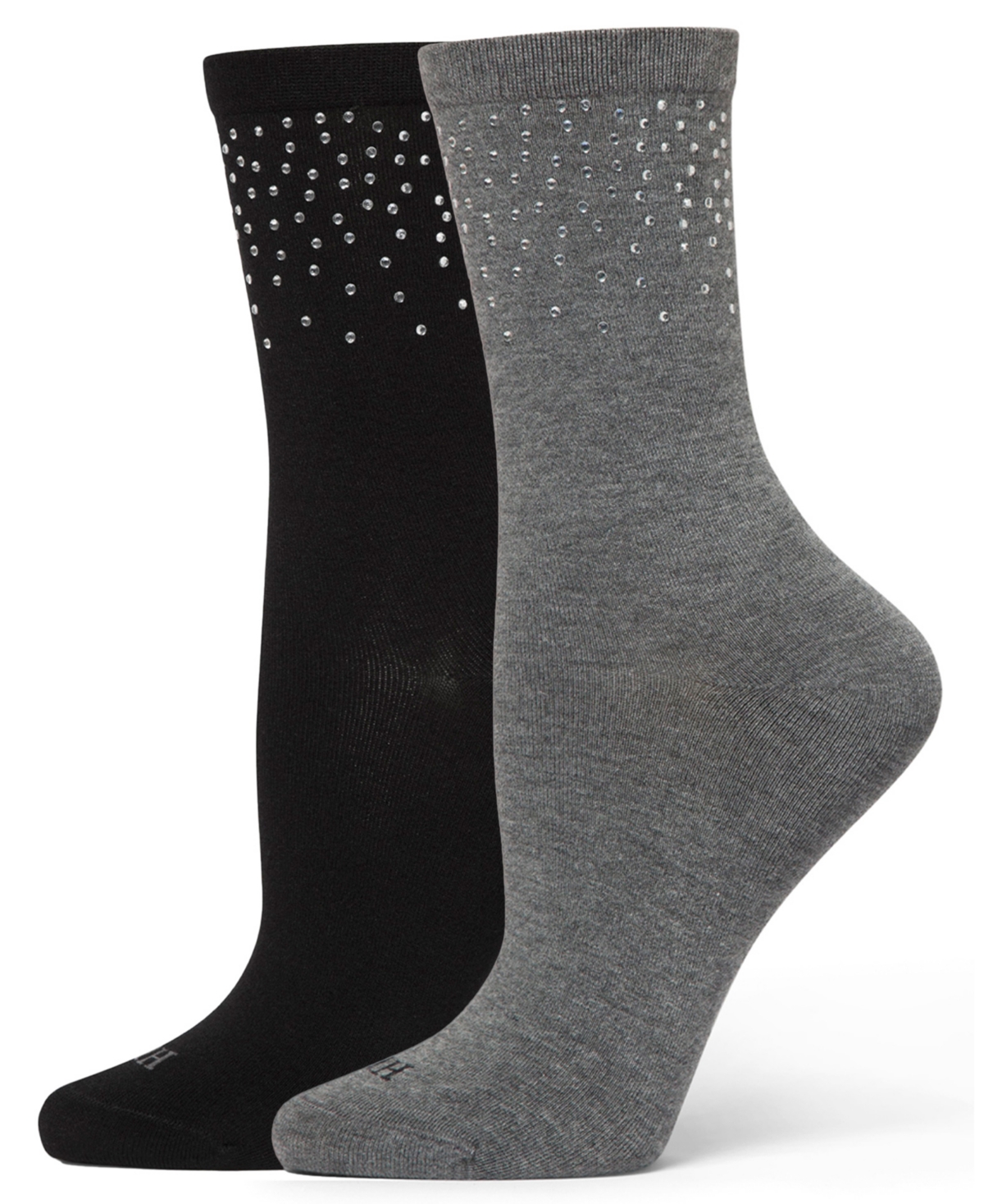 Click here for Hue Womens 2-Pack Rhinestone Border Crew Socks - B... prices