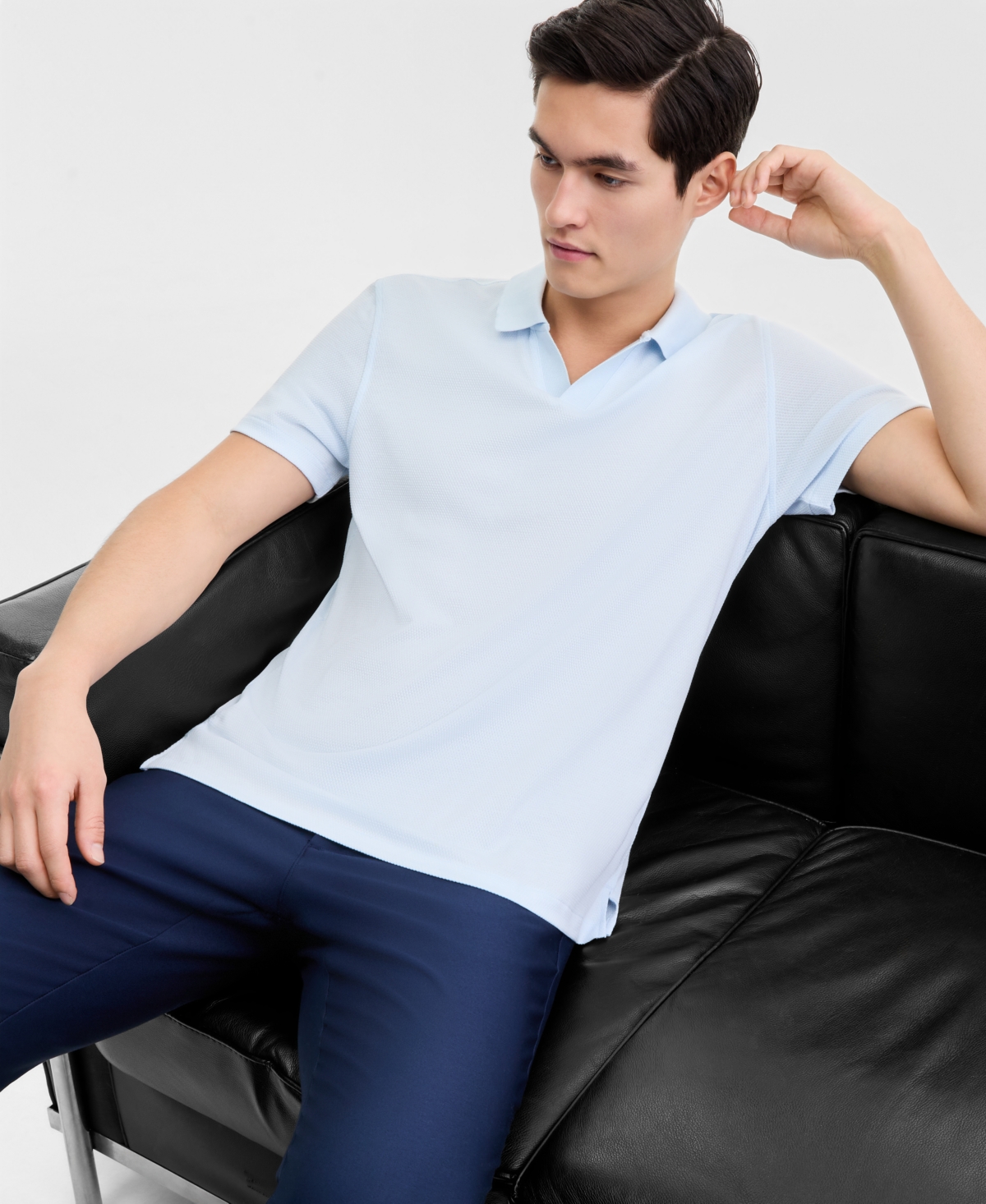 Click here for Alfani Mens Textured Jacquard Johnny-Collar Polo S... prices