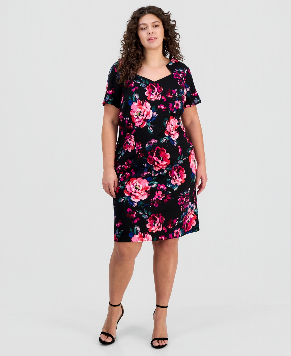 Click here for Connected Plus Size Printed Cutout-Neck Scuba Shea... prices
