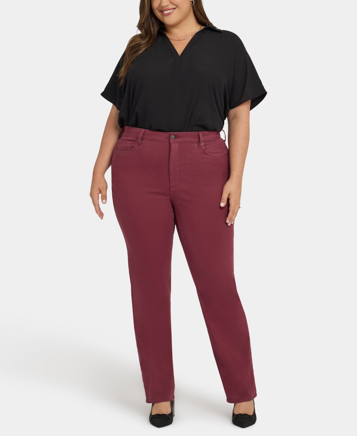 Click here for Nydj Plus Size High Rise Marilyn Straight Jeans -... prices