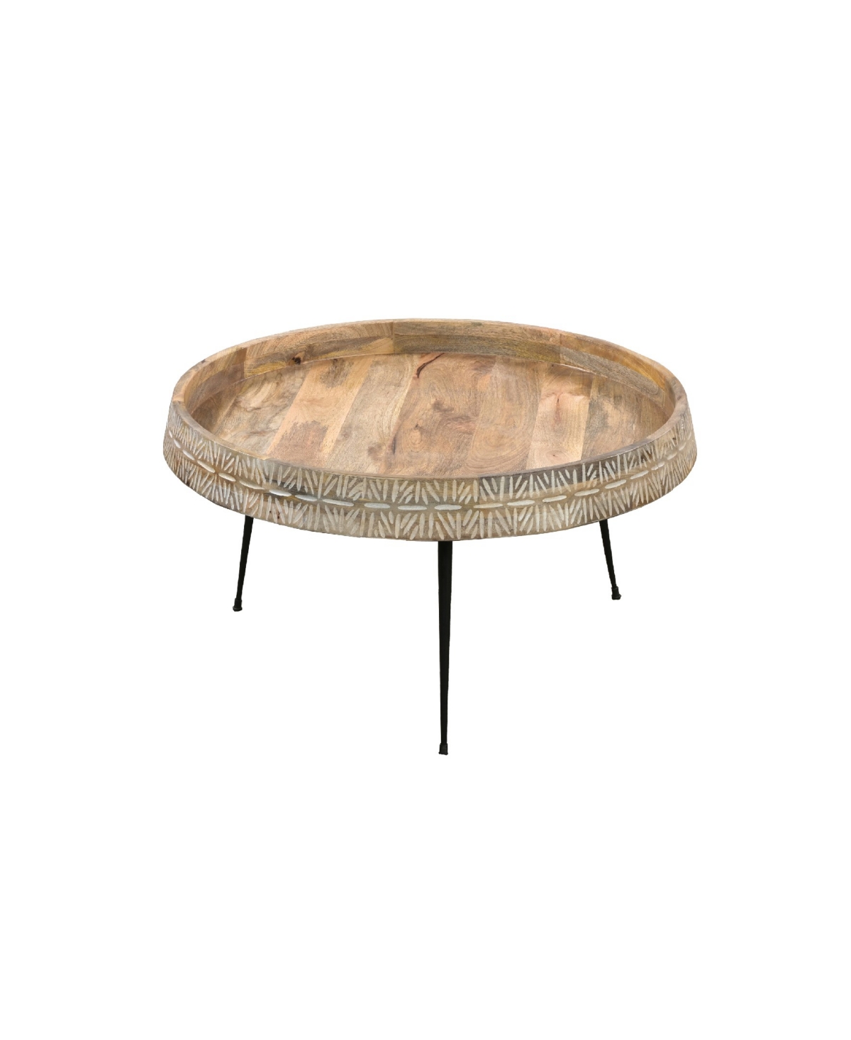 Click here for Benzara Gia 29 Wood Handcrafted Round Coffee Table... prices