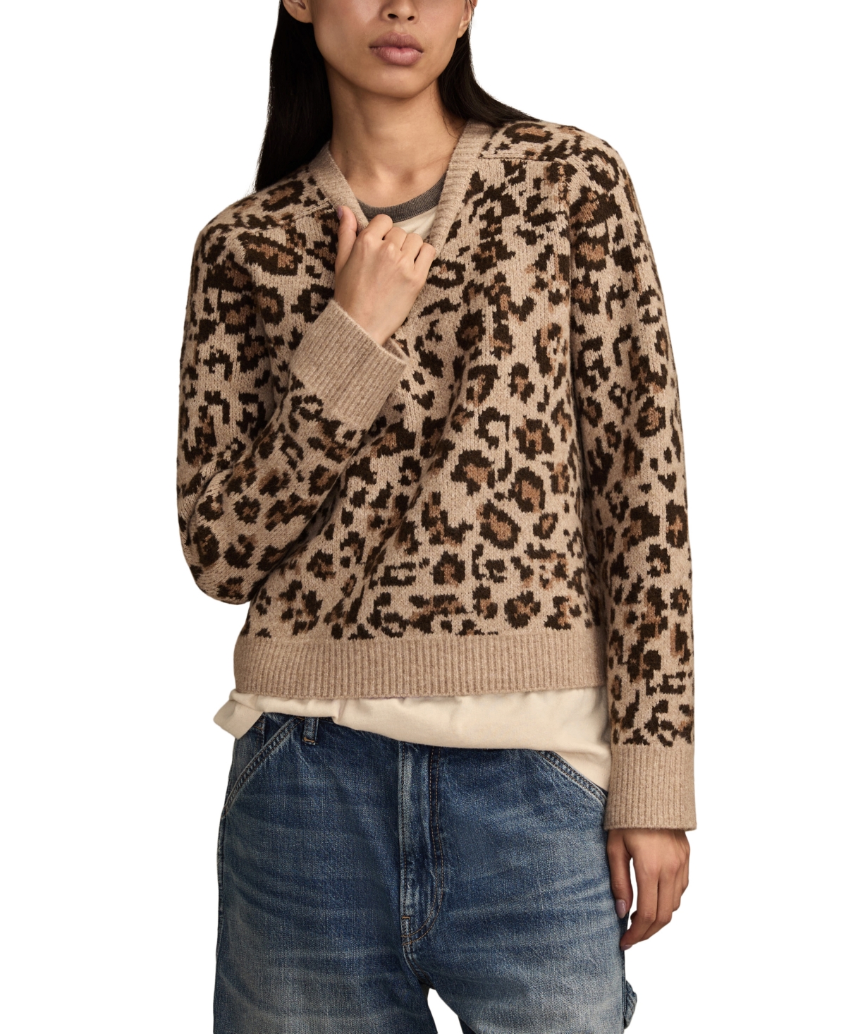 Click here for Lucky Brand Womens Crewneck Sweater - Leopard Prin... prices
