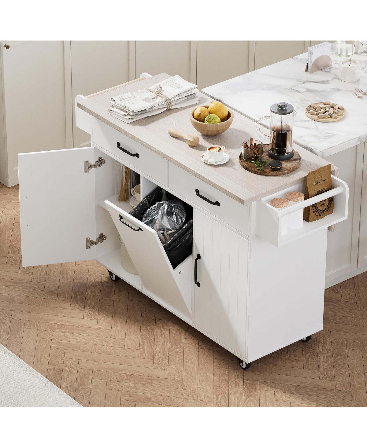 Click here for Casainc Kitchen Island Cart with Trash Can Storage... prices