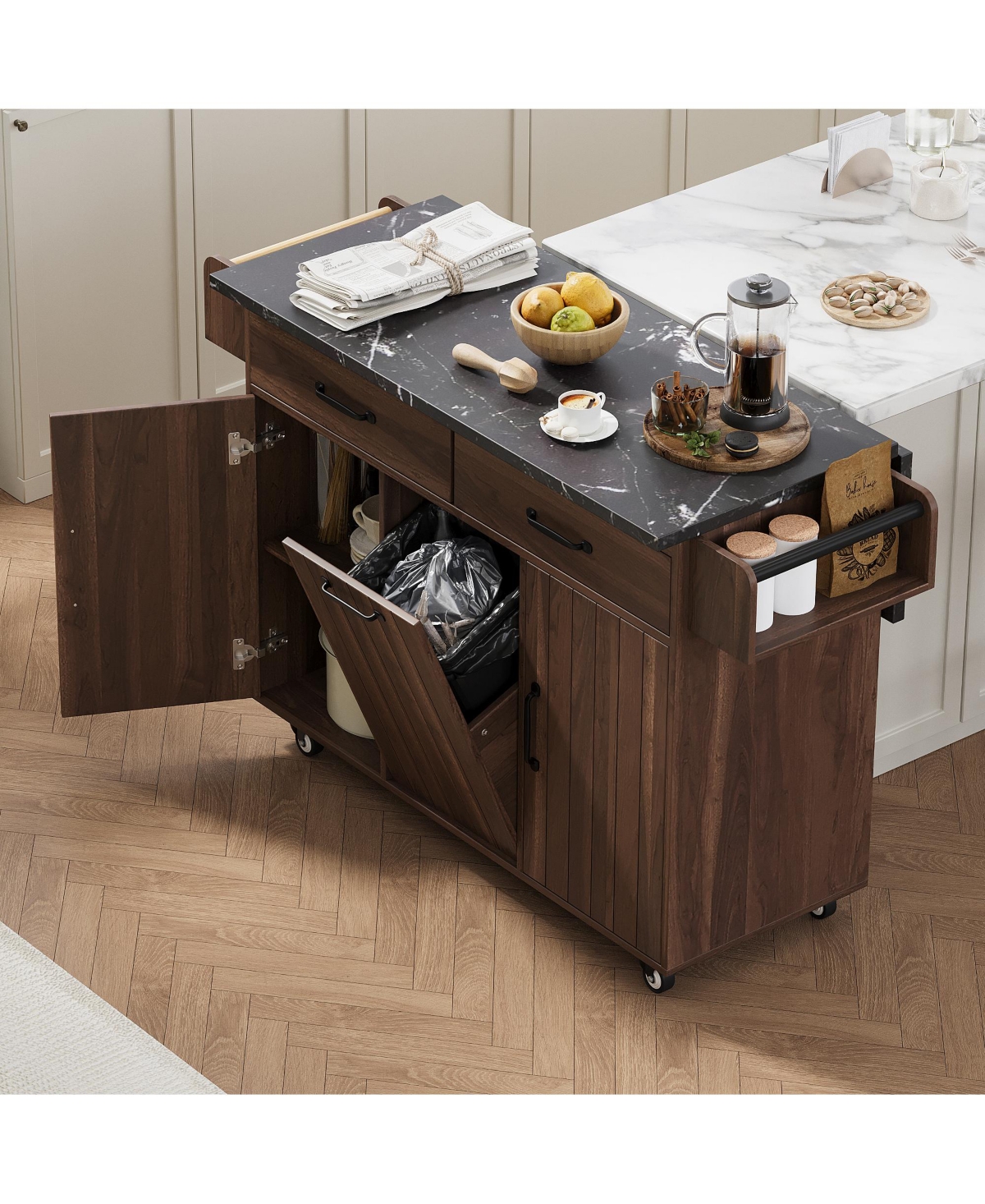 Click here for Casainc Kitchen Island Cart with Trash Can Storage... prices