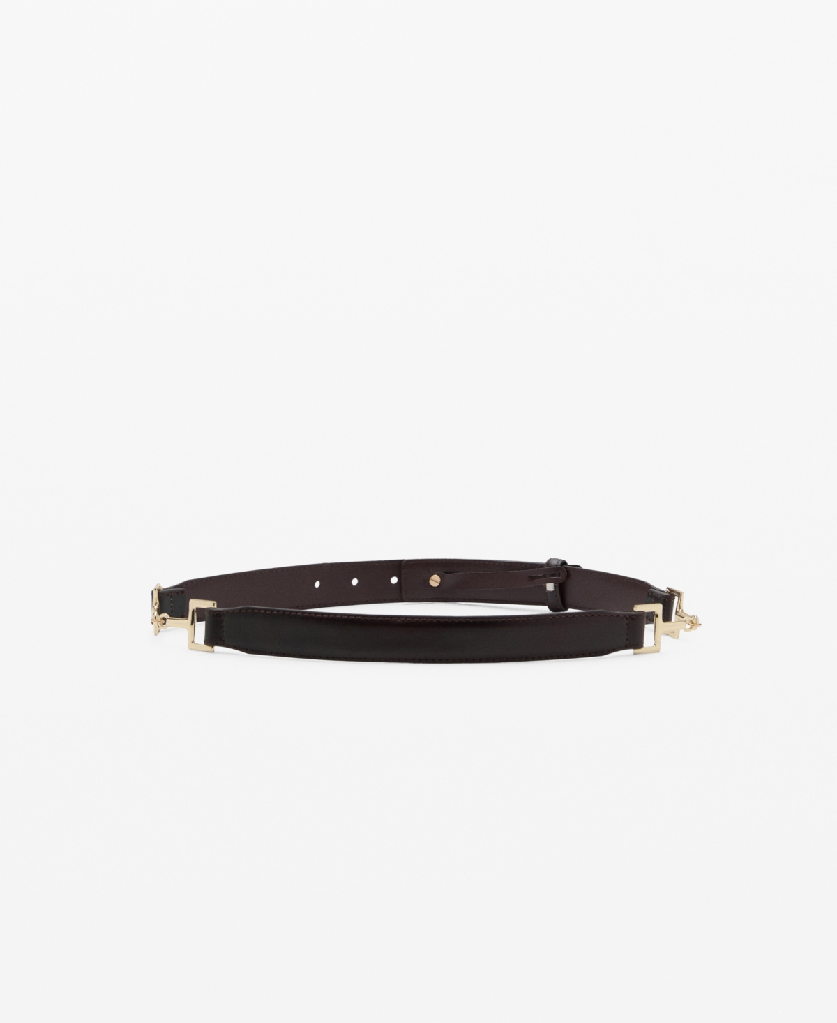 Click here for Mango Womens Metallic Detail Leather Belt - Chocol... prices