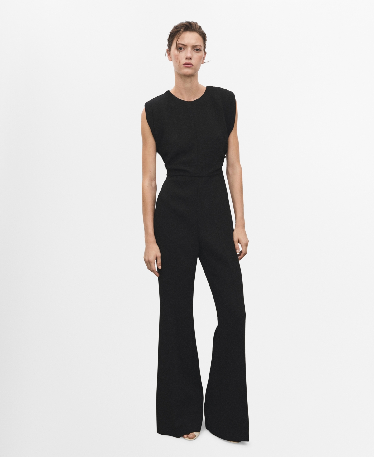 Click here for Mango Womens Ruched Long Jumpsuit - Black prices