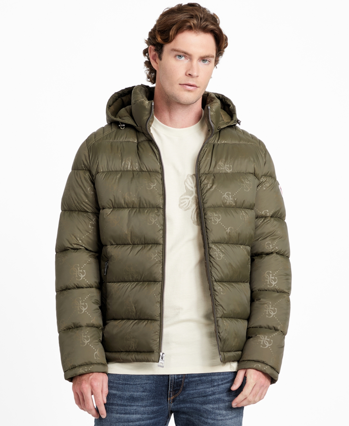 Click here for Guess Mens Adam Puffer Jacket with Removable Hood... prices