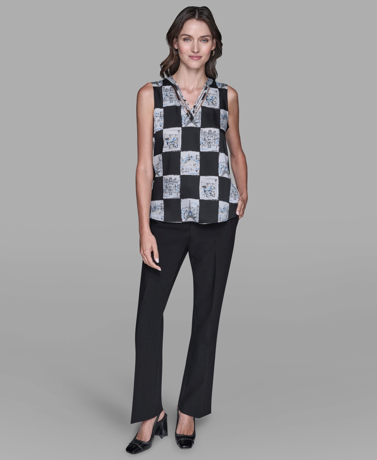 Click here for Karl Lagerfeld Paris Womens Sleeveless Printed V-N... prices