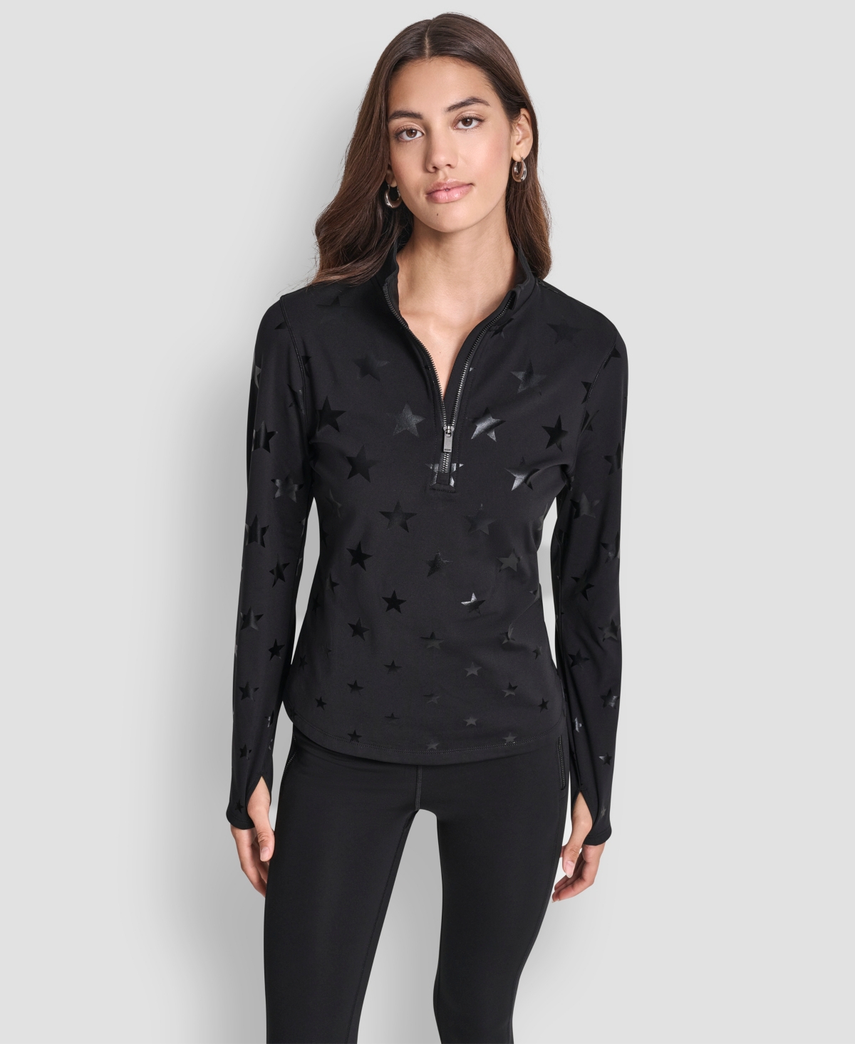 Click here for Dkny Womens Half Zip Pull-On Sweatshirt - Black prices