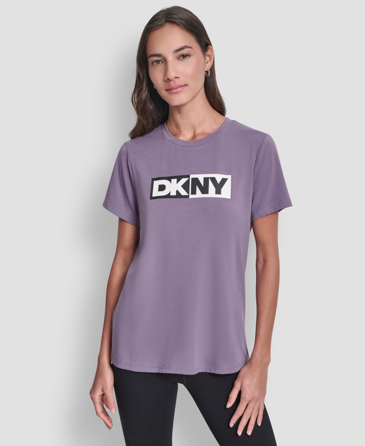 Click here for Dkny Sport Womens Colorblocked-Logo Crewneck T-Shi... prices