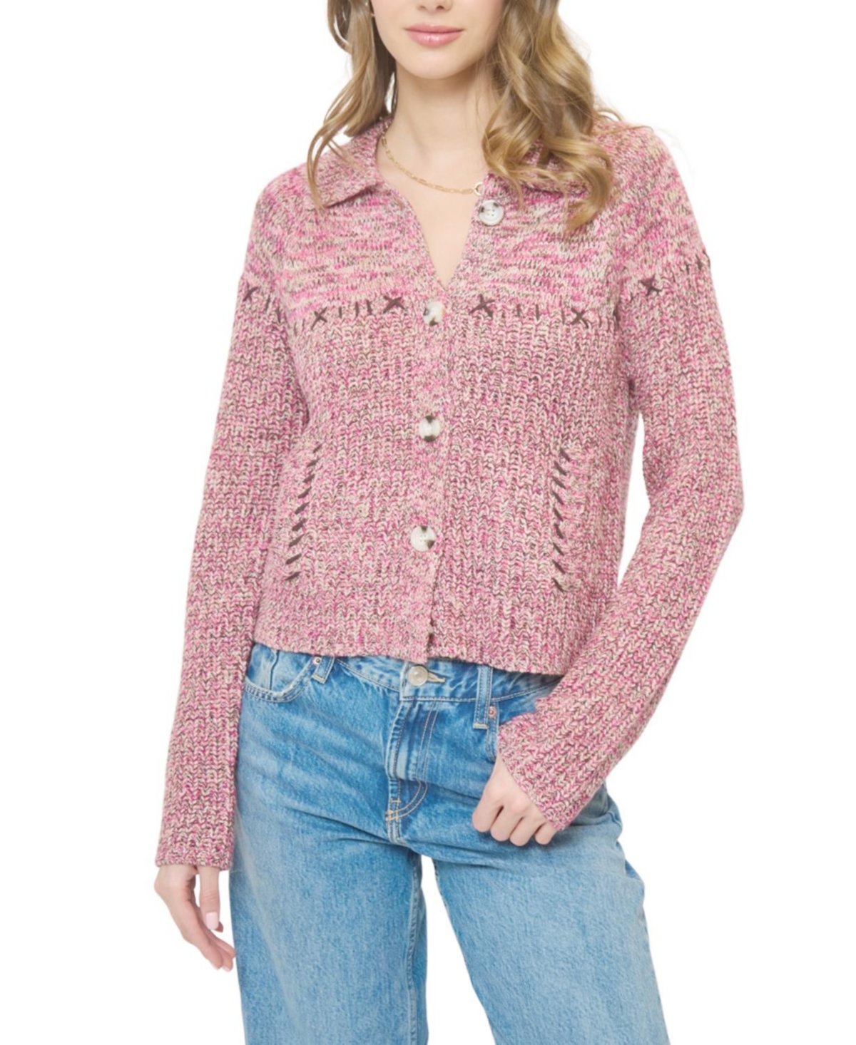 Click here for Central Park West Womens Parker Marled Collared Ca... prices