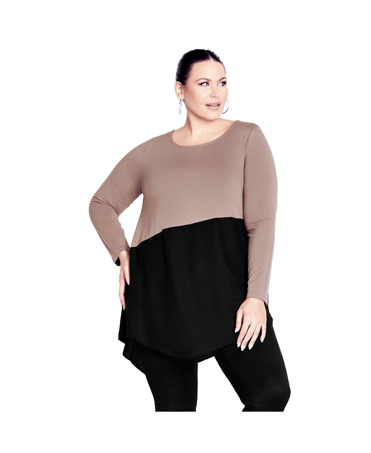 Click here for Avenue Womens Plus Size Carla Top - Mocha prices