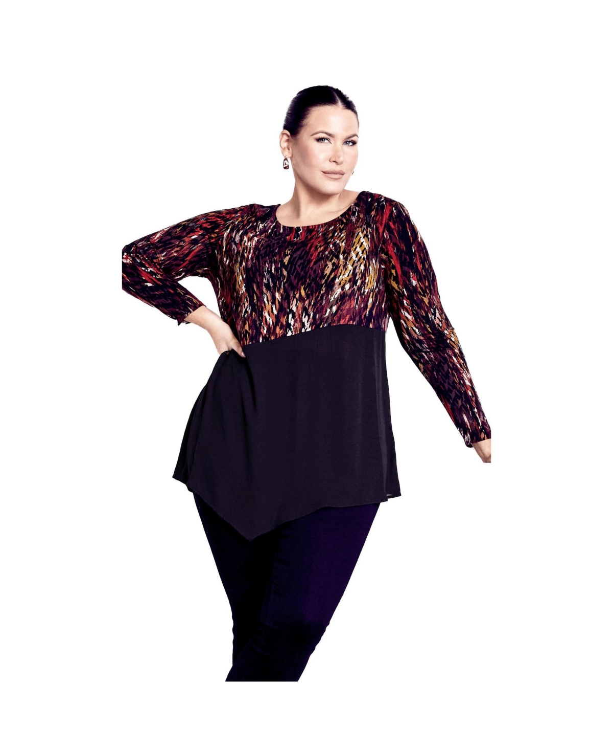 Click here for Avenue Womens Plus Size Carla Top - Spice texture prices