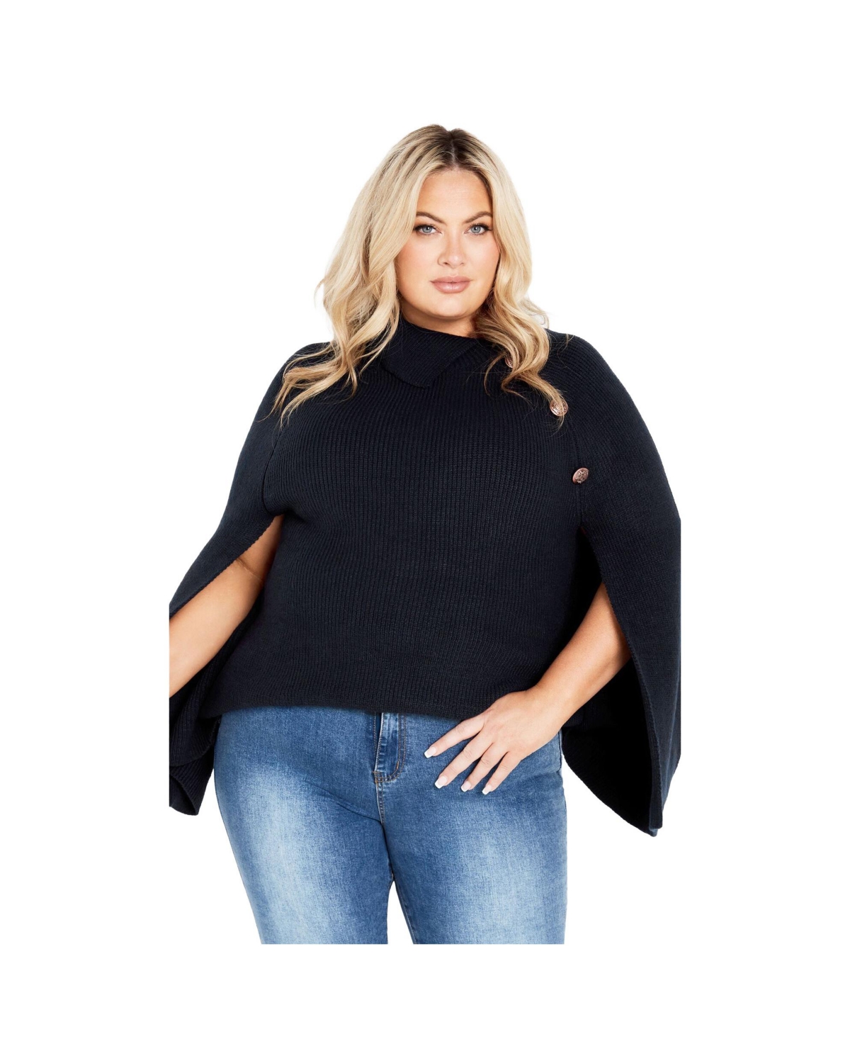 Click here for Avenue Womens Dani Button Cape - Navy prices