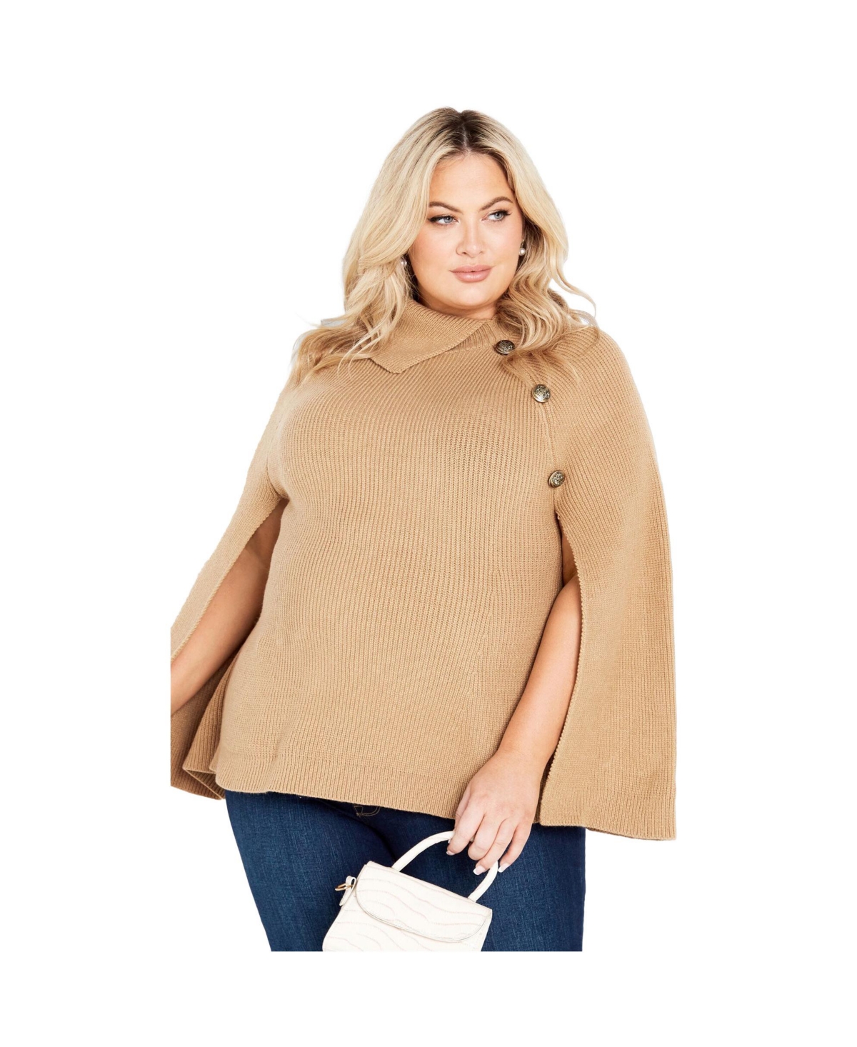 Click here for Avenue Womens Dani Button Cape - Stone prices