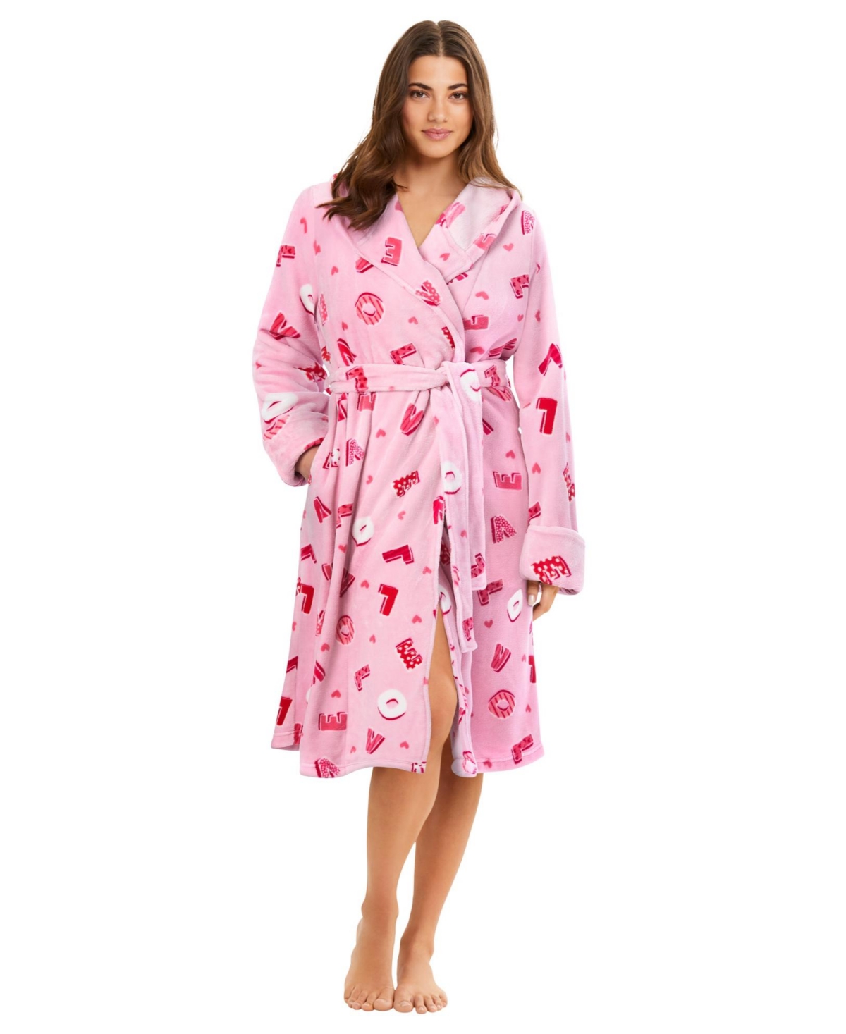 Click here for Dreams & Co. Womens Plush Hooded Wrap Robe - Pink... prices