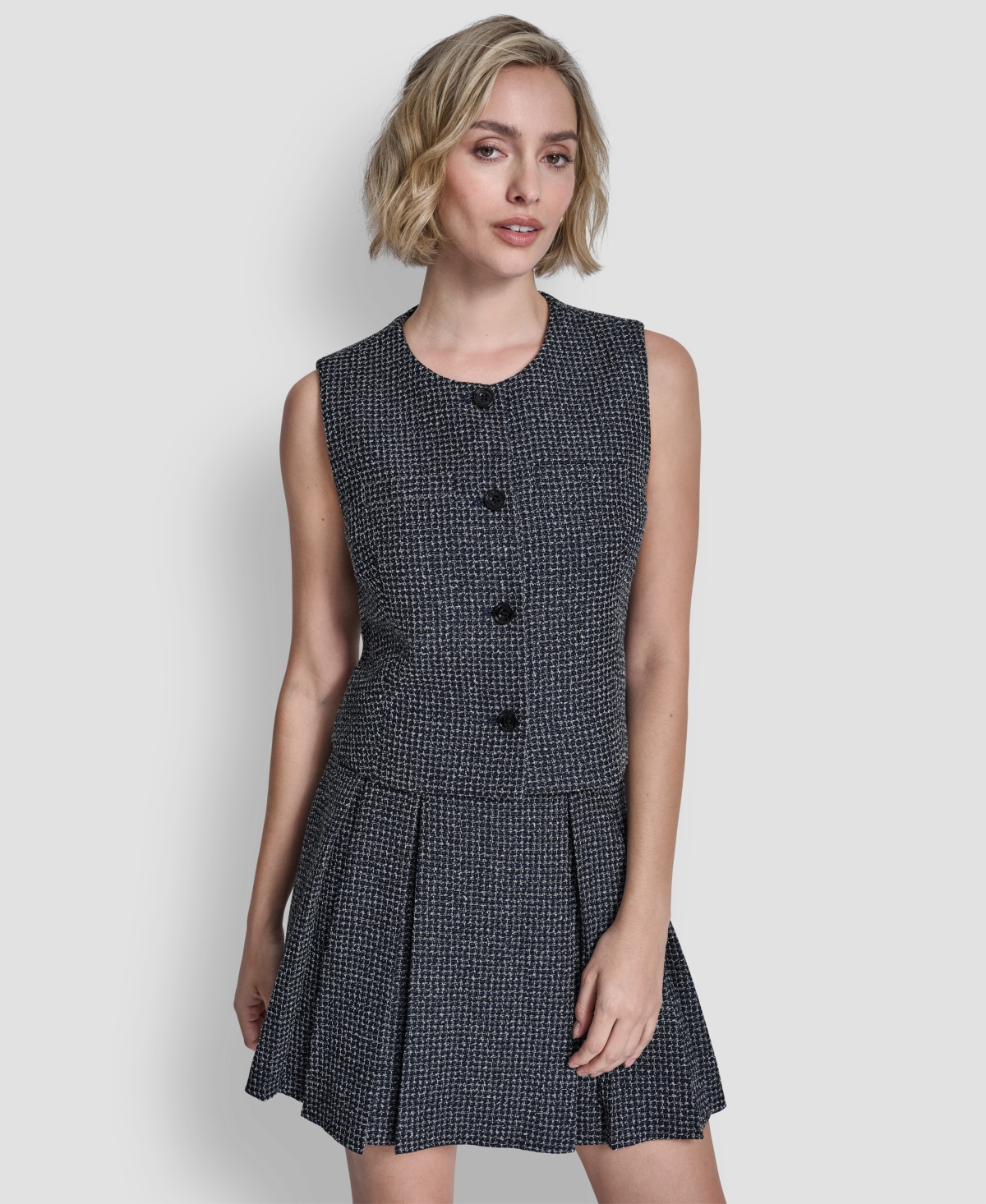 Click here for Dkny Womens Button-Front Vest Top - Navy Combo prices