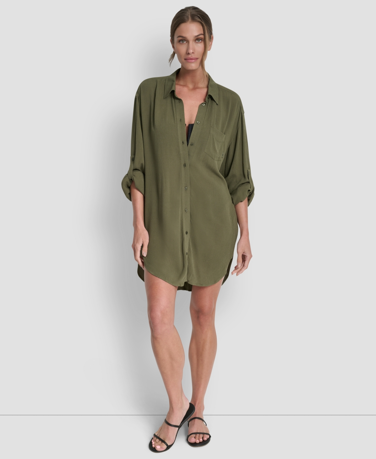Click here for Dkny Womens Gauze Collared Button-Front Beach Shir... prices