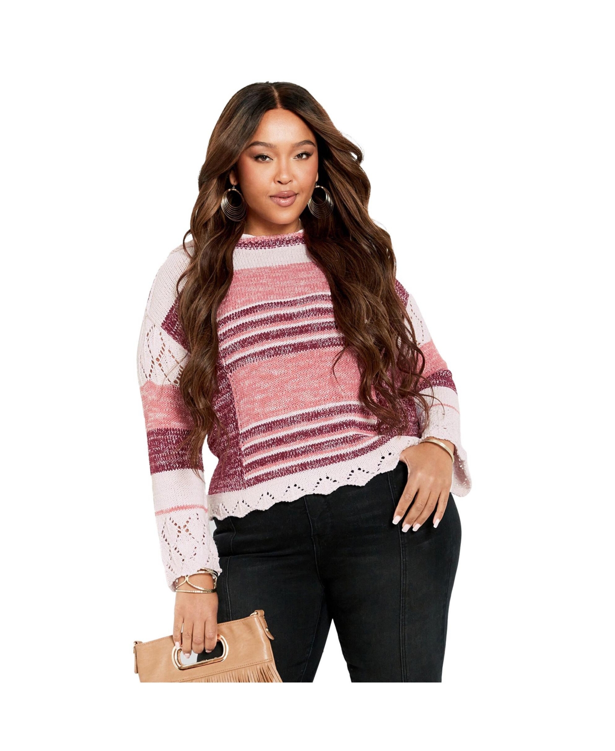 Click here for Avenue Womens Plus Size Elissa Sweater - Pink prices
