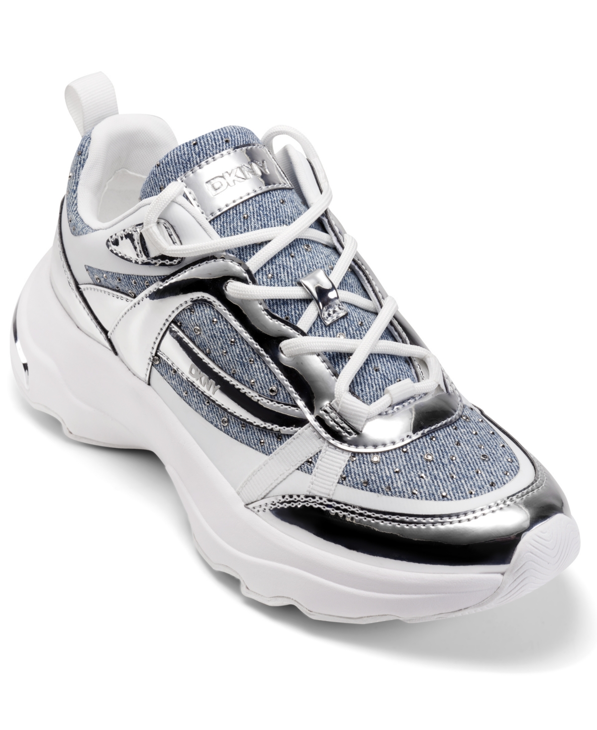 Click here for Dkny Womens Juna Lace Up Sneakers - Light Blue prices