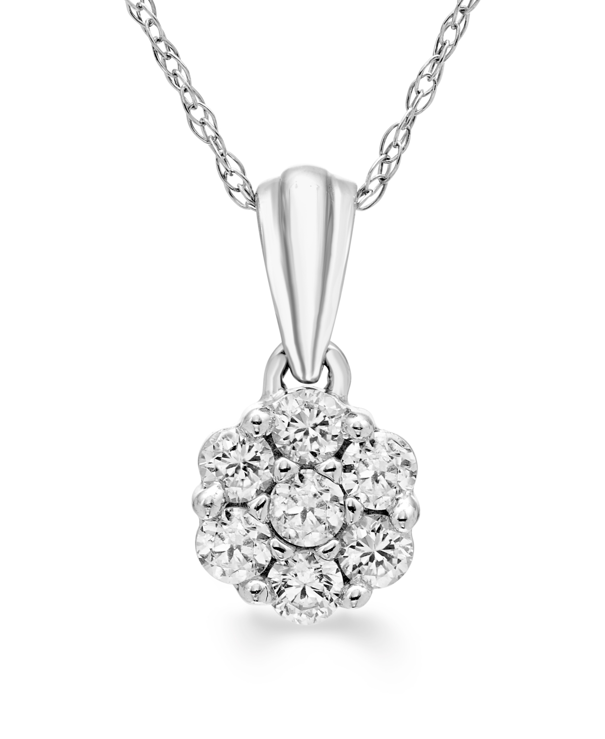 Click here for Macys Diamond Cluster Pendant Necklace (1/4 ct. t.... prices