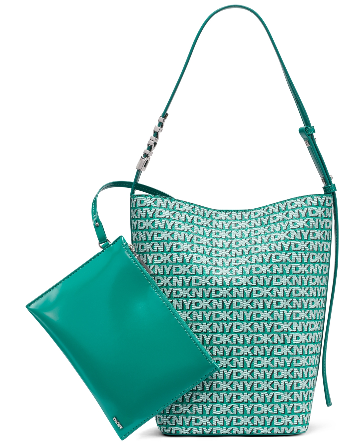 Click here for Dkny Avril Small Logo Bucket Bag - Park Green prices