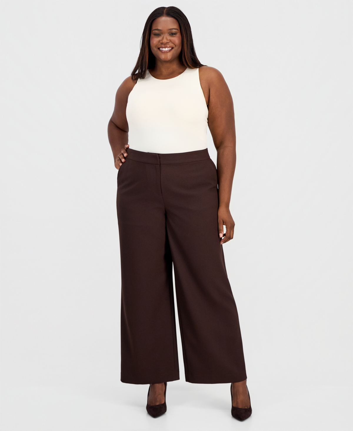 Click here for Tahari Asl Plus Size Mid-Rise Wide-Leg Pants - Esp... prices