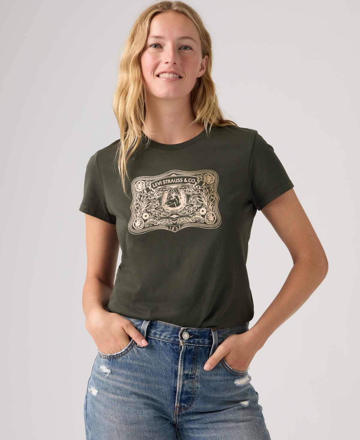Click here for Levis Womens Perfect Graphic Logo Cotton T-shirt -... prices